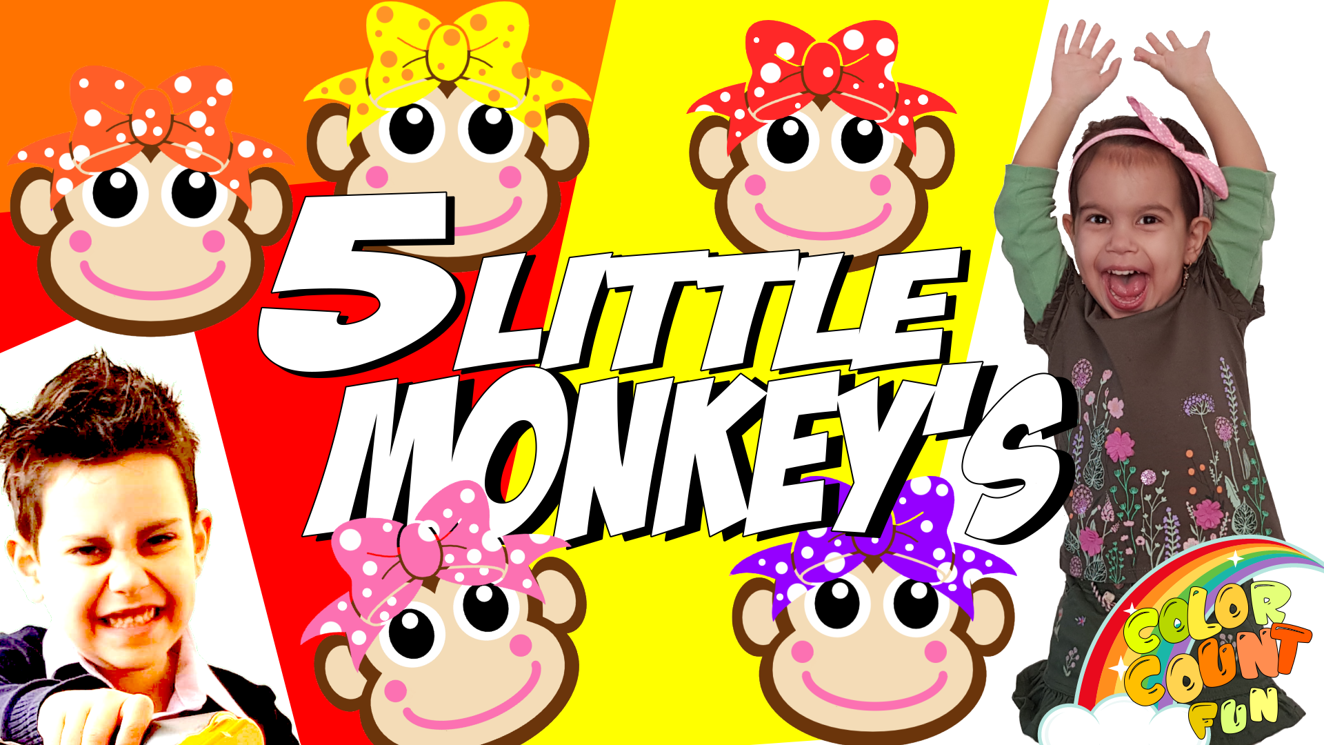 Kids Rhymes | FIVE LITTLE MONKEYS with little AGNES ~ DICE-news